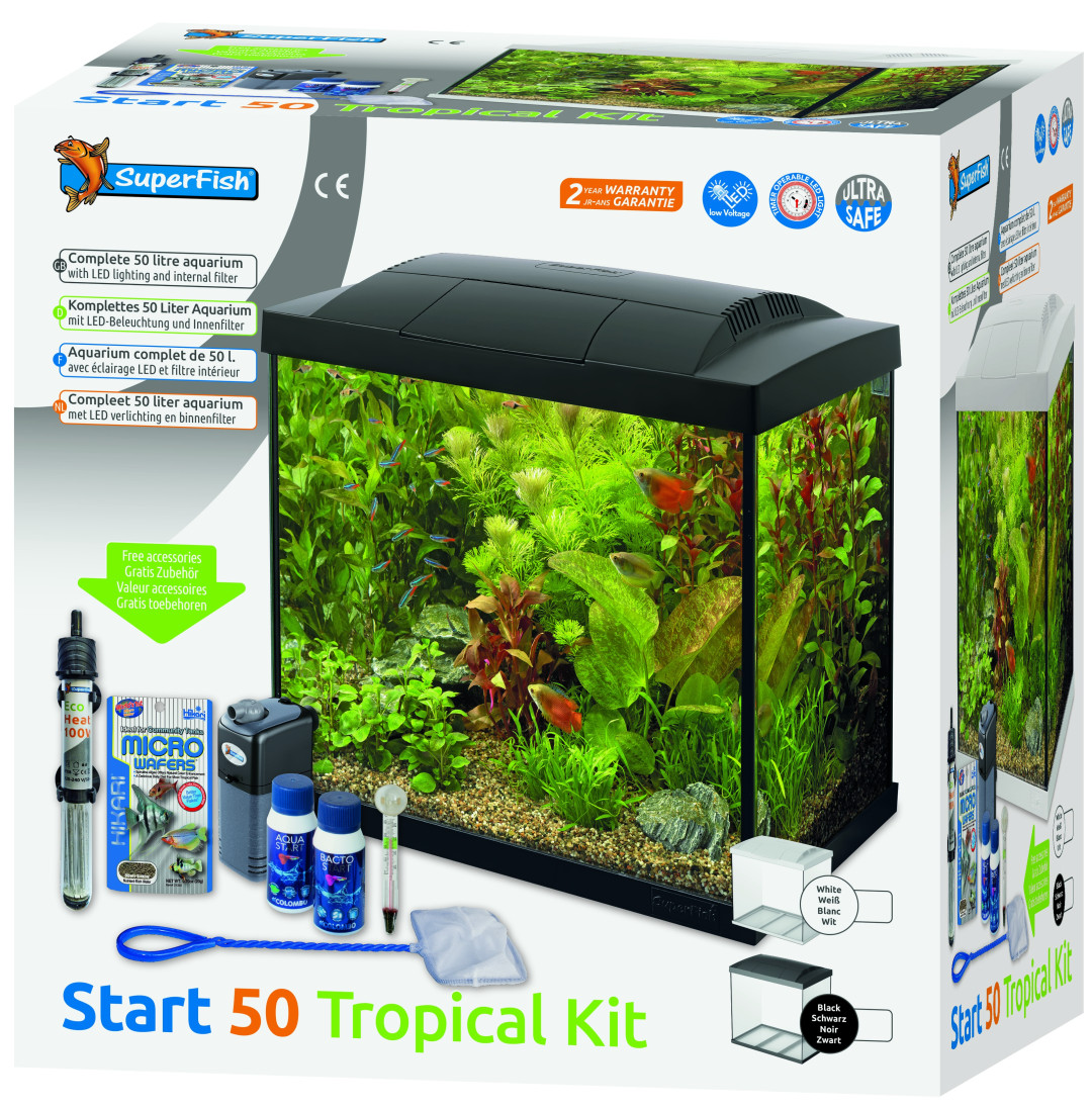 SuperFish aquarium Start 50 Tropical kit zwart | Petsworld Tropika
